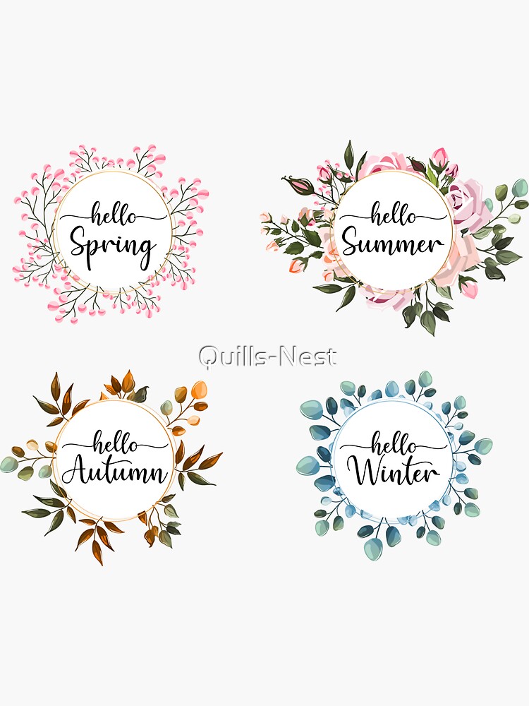 "Hello Seasons!" Sticker for Sale by Quills-Nest | Redbubble