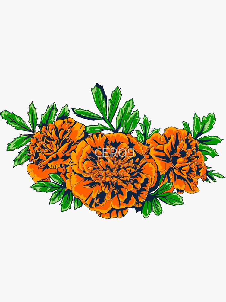 "Cempasúchil flower" Sticker by CERO9 | Redbubble