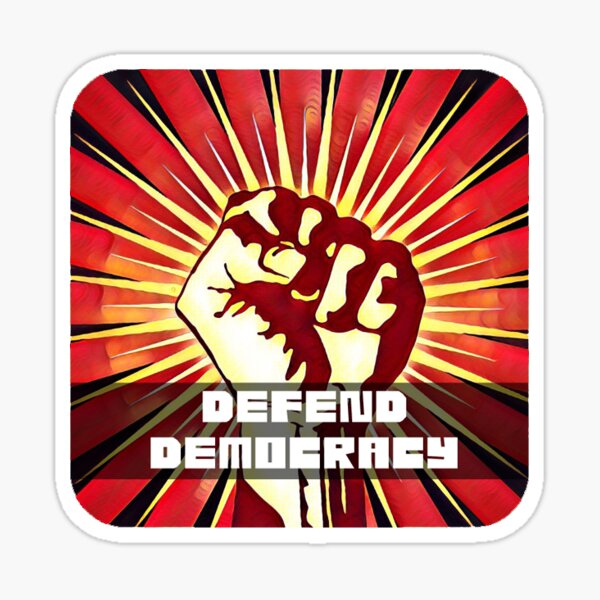 "Defend Democracy Raised Fist Political Activism Sticker" Sticker for ...