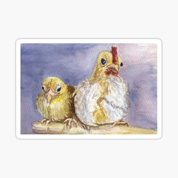 "Brigette's pygmy hen and chick" Sticker for Sale by LymphomaLass ...