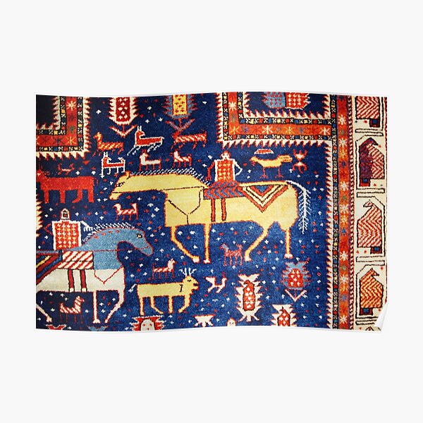 "Shirvan Pictorial Rug With Animals Print" Poster for Sale by bragova ...