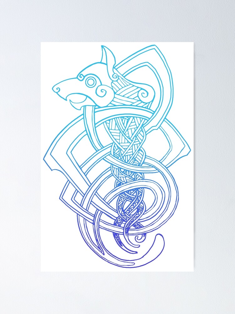 "Fenrir Viking Knot-work" Poster by Zrognak | Redbubble