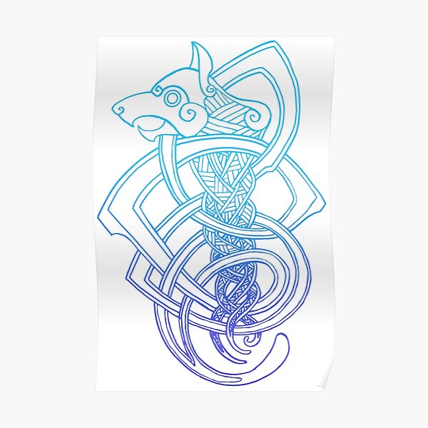 "Fenrir Viking Knot-work" Poster by Zrognak | Redbubble