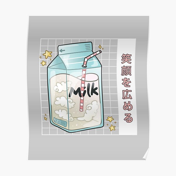 "Milk Japan Anime Milk Carton Manga Trend Gift Birthday" Poster by ...