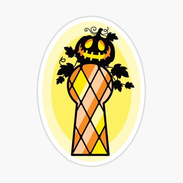 "Spooky Pumpkin Jack-o-lantern Stained Glass Keyhole Window" Sticker ...