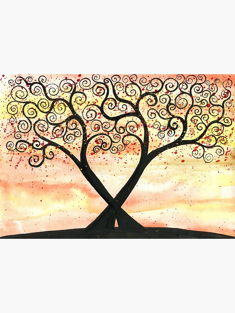 "Entwined in golden light - two swirly trees entwined together on a ...