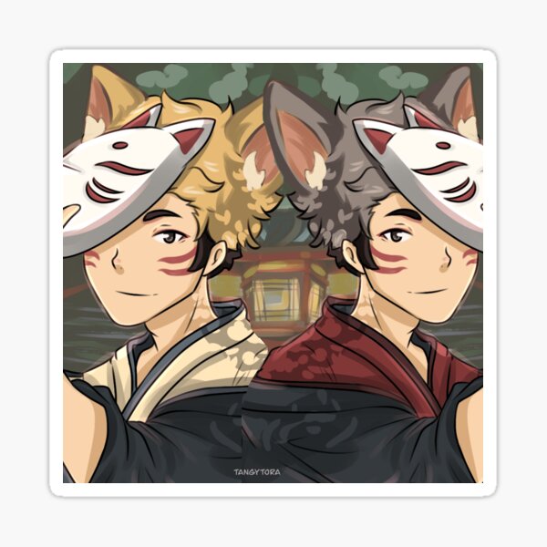 "Miya Twins Kitsune AU" Sticker for Sale by TangyTora | Redbubble