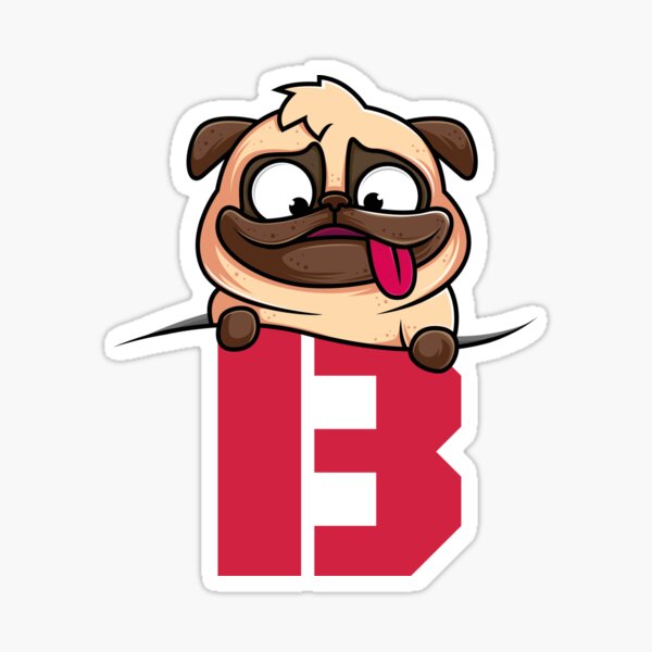 "Cute Pug alphabet, letter B, dog alphabet" Sticker for Sale by efenem ...