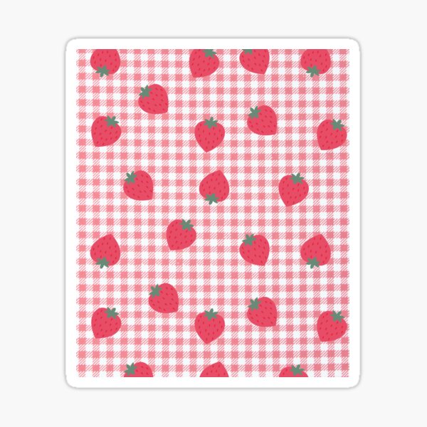 "Strawberry gingham " Sticker for Sale by Nyanko-Sempai | Redbubble