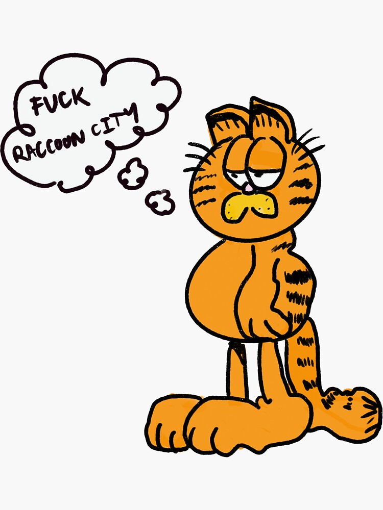 "Garfield hates Raccoon City" Sticker by REALRCPDMERCH | Redbubble