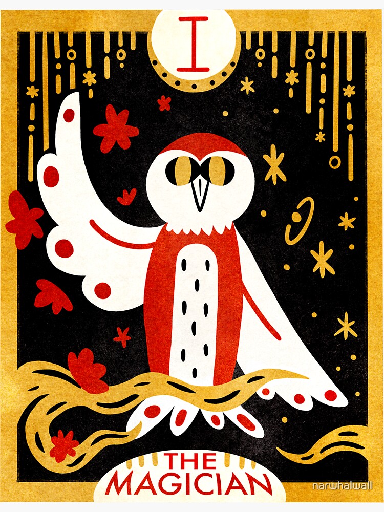 "The Magician Owl Bird Tarot Card" Sticker for Sale by narwhalwall ...