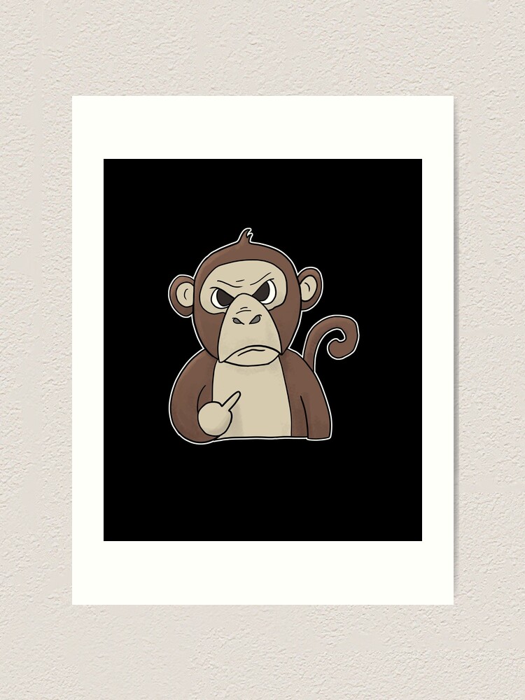 "Grumpy Monkey Ape Holding Middle Finger " Art Print for Sale by Mesyo ...