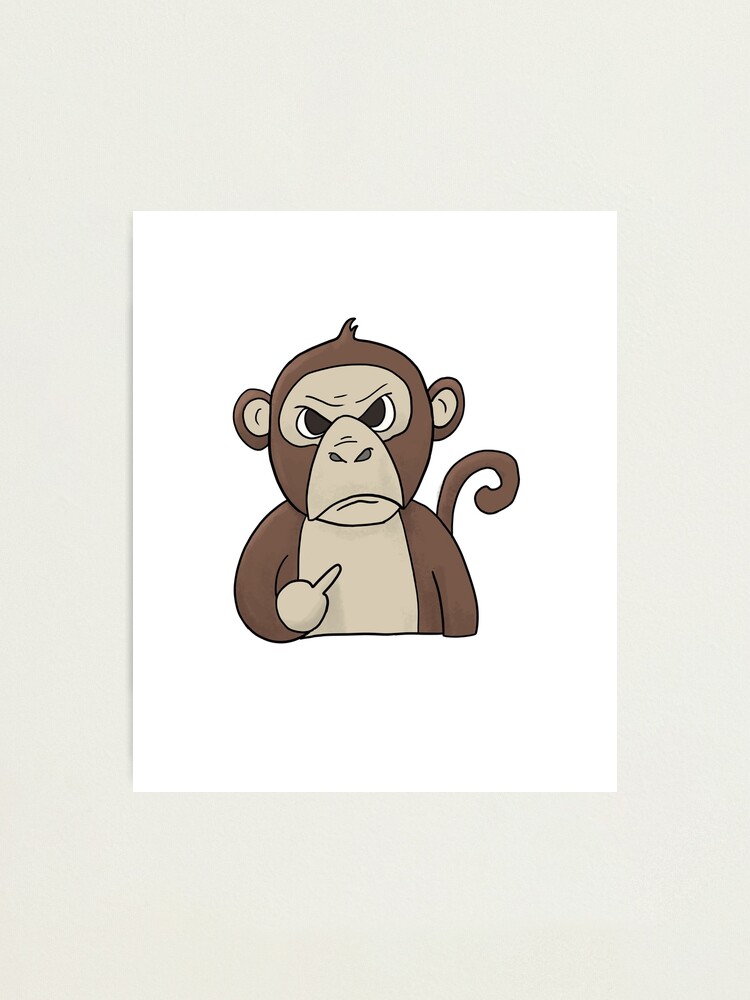 "Grumpy Monkey Ape Holding Middle Finger " Photographic Print by Mesyo ...