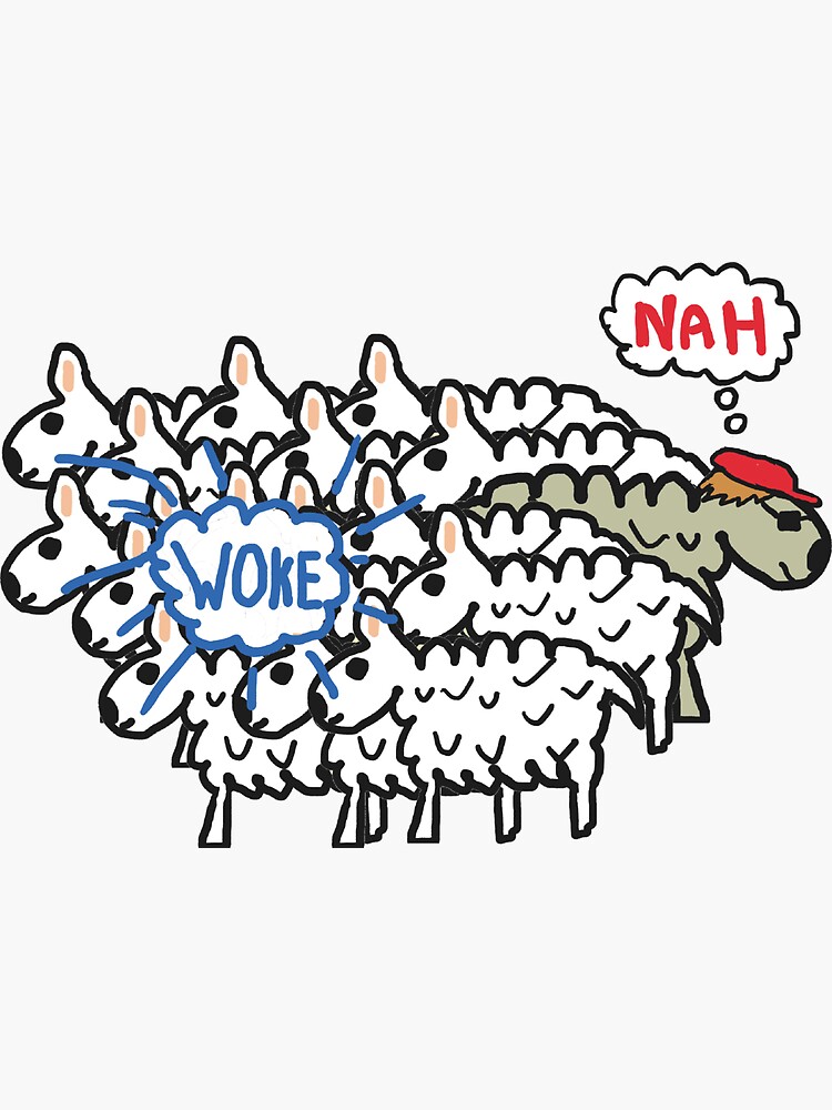 "Funny Anti Woke Sheep" Sticker for Sale by Mark-Ewbie | Redbubble
