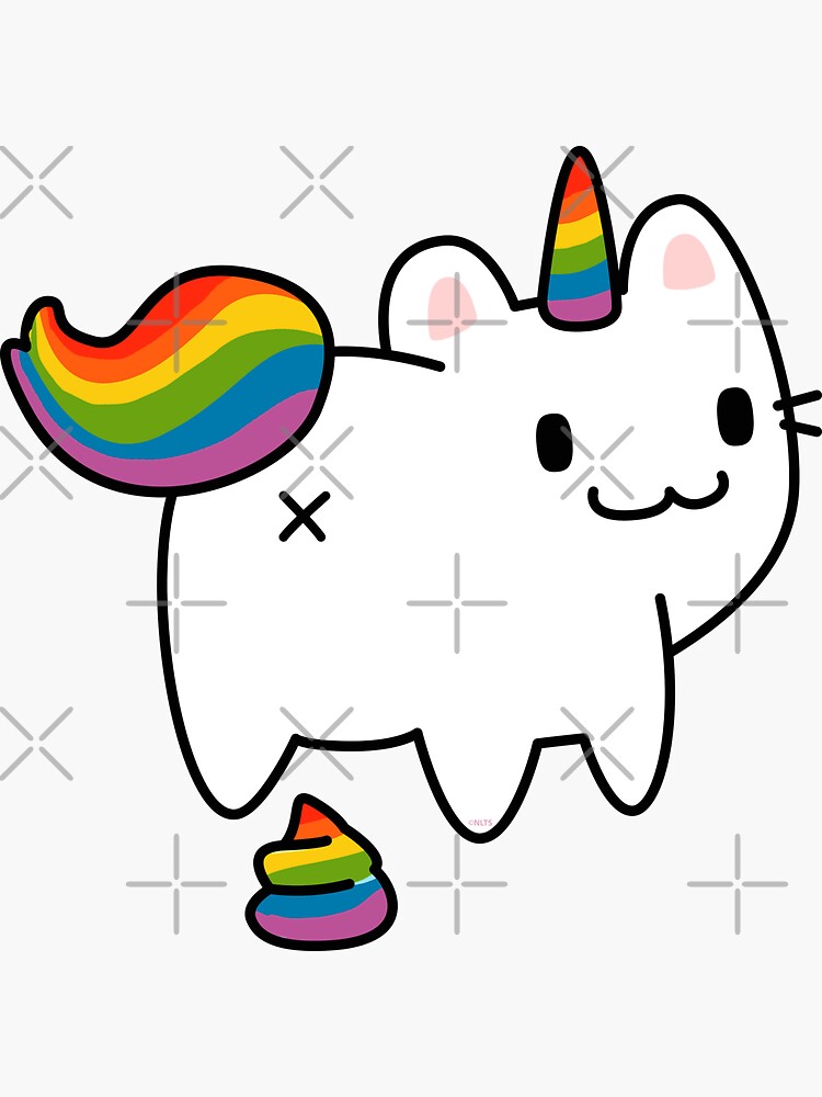 "Caticorn Rainbow Flag Gay Pride & Poop Gay design" Sticker by AnaLeon ...