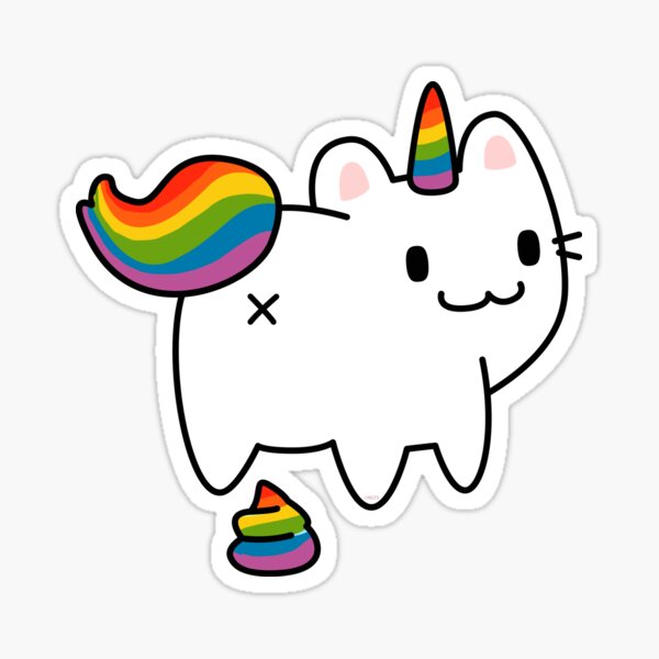 "Caticorn Rainbow Flag Gay Pride & Poop Gay design" Sticker by AnaLeon ...