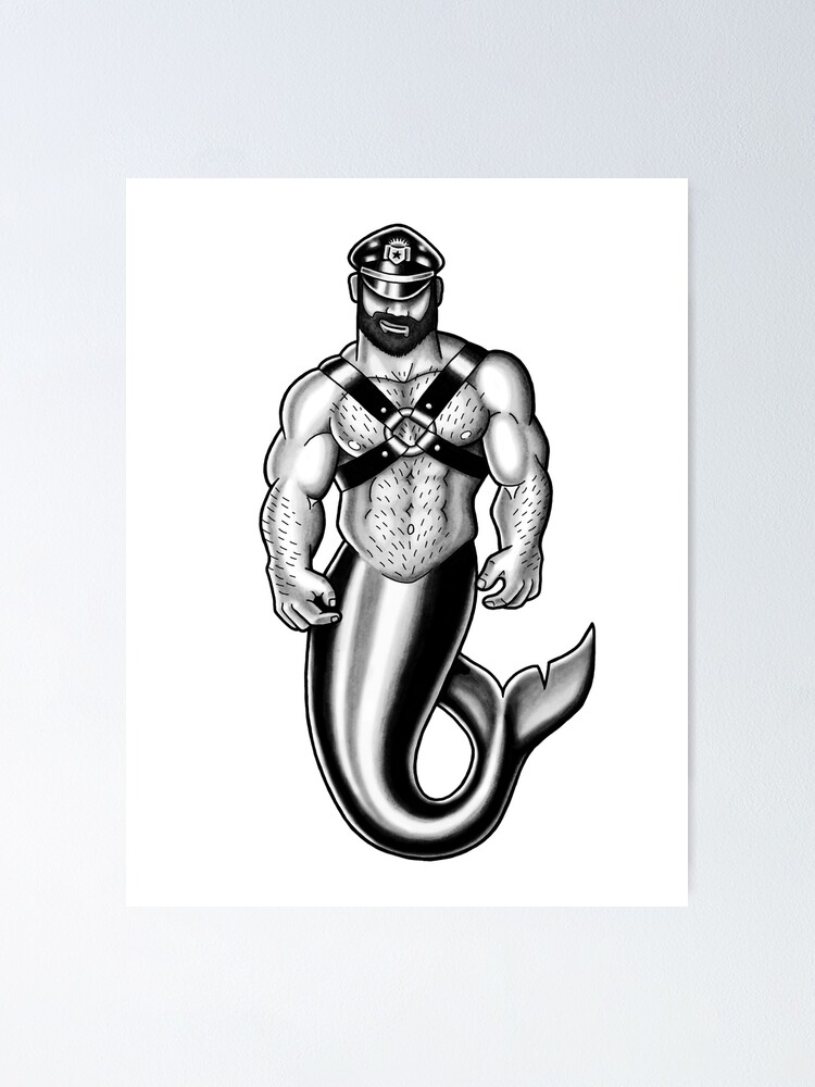 "Muscular Leather Merman" Poster by ericnoseli | Redbubble