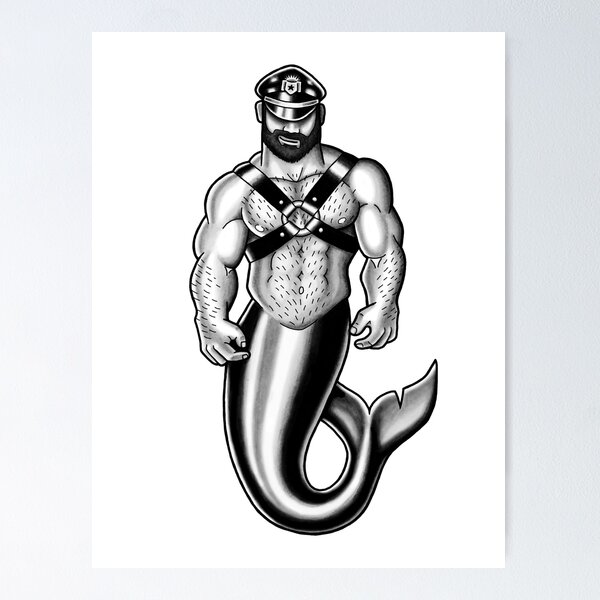 "Muscular Leather Merman" Poster by ericnoseli | Redbubble