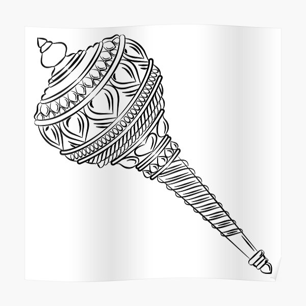 "Creative illustration of Lord Hanuman weapon (Gada)" Poster for Sale ...