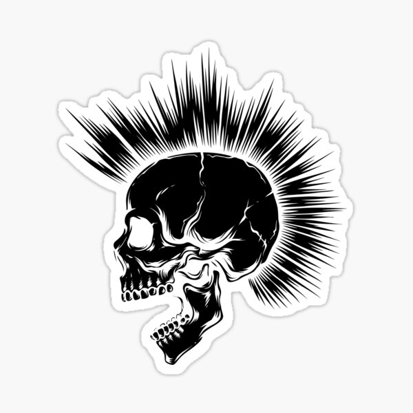 "Black Punk Skull with Mohawk" Sticker for Sale by Ikaroots | Redbubble