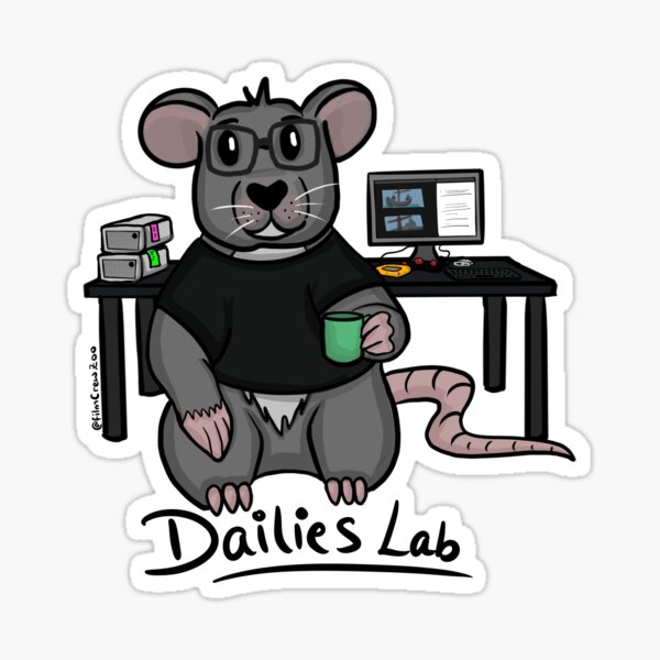 "Dailies Lab Rat" Sticker for Sale by Aoifekmurray | Redbubble