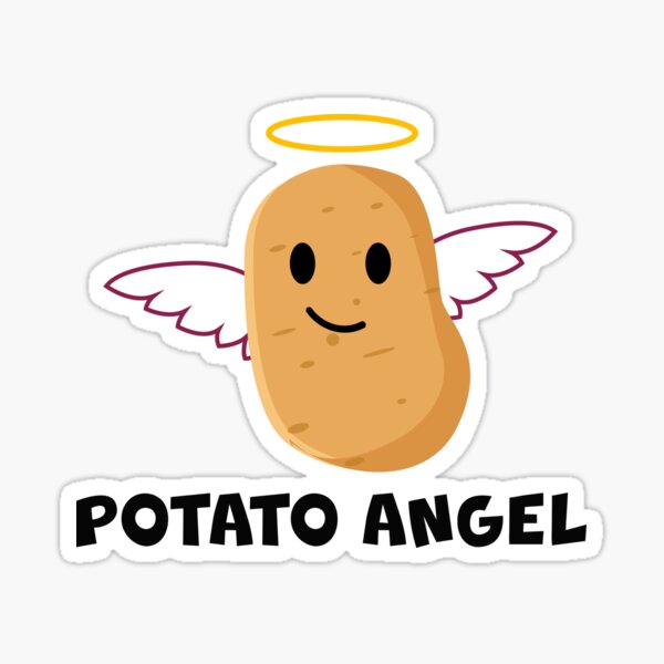 "Potato Angel - Black" Sticker for Sale by SmileMiau | Redbubble