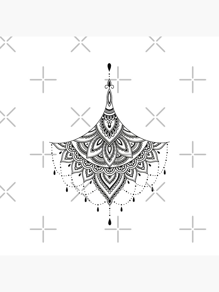 "Lotus Mandala Temporary Tattoo Large Black Henna Chain Tear Drop ...