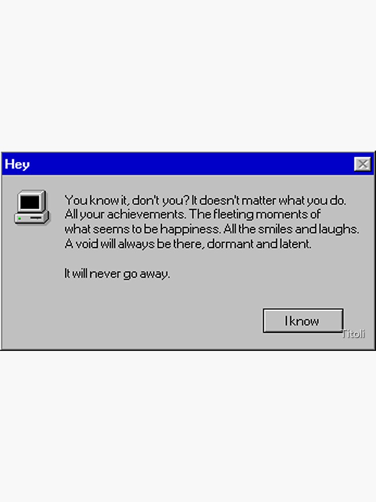 "Nihilism Vaporwave Error Message " Sticker for Sale by Titoli | Redbubble