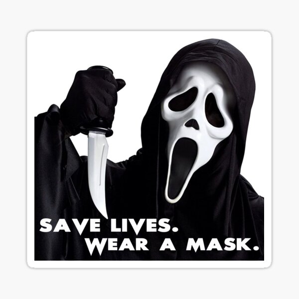 "Scream covid mask funny horror film " Sticker for Sale by Boxofgoodies ...