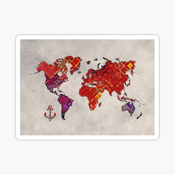 "world map art cartoon #map #worldmap" Sticker for Sale by JBJart ...