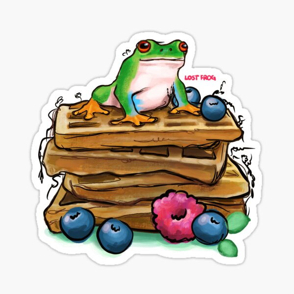 "Frog with Waffles" Sticker for Sale by lostfrog | Redbubble