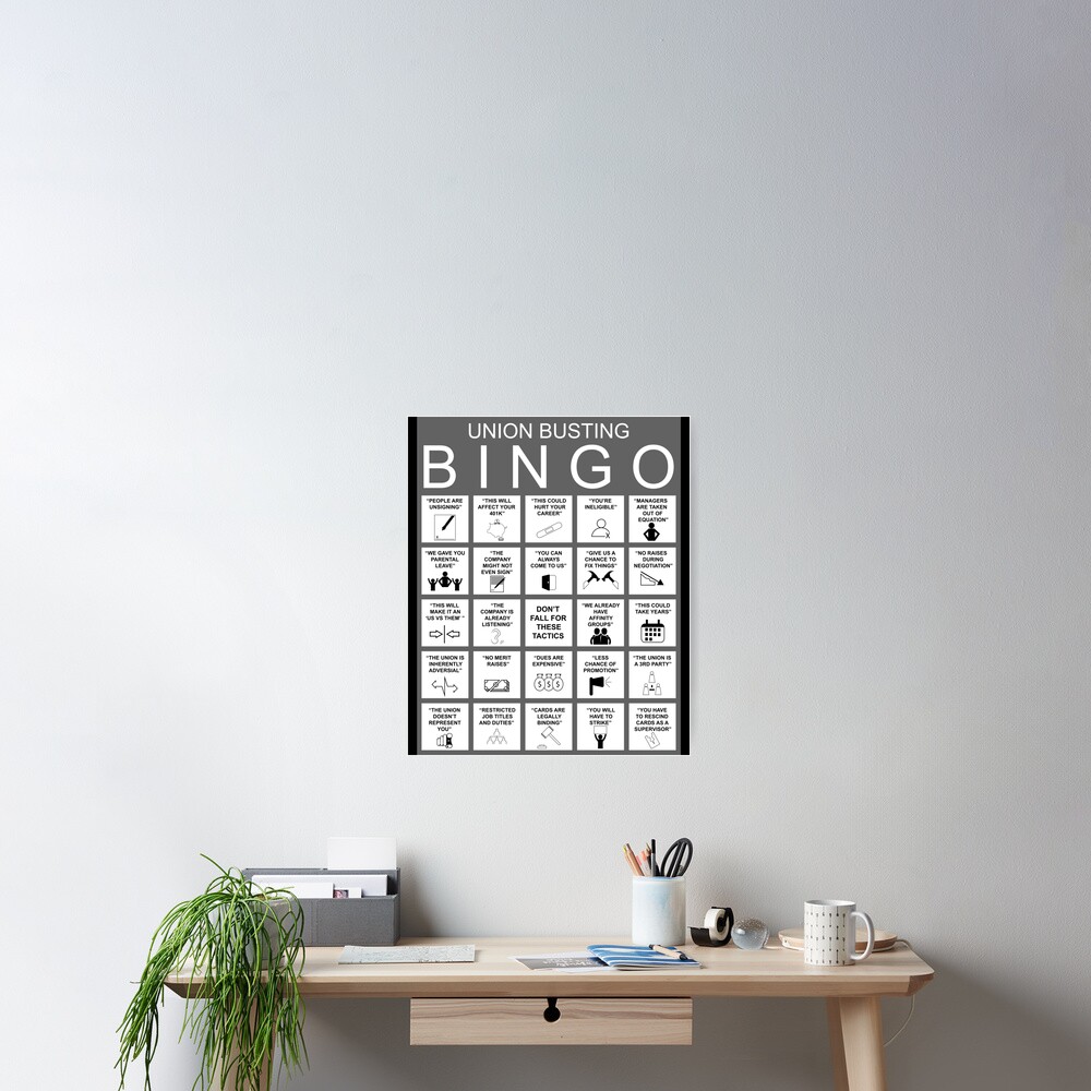 "Union Busting Bingo Card" Poster for Sale by fuzzynautilus | Redbubble
