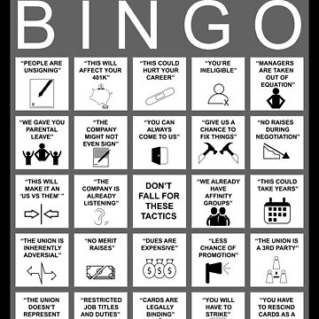 "Union Busting Bingo Card" Sticker for Sale by fuzzynautilus | Redbubble