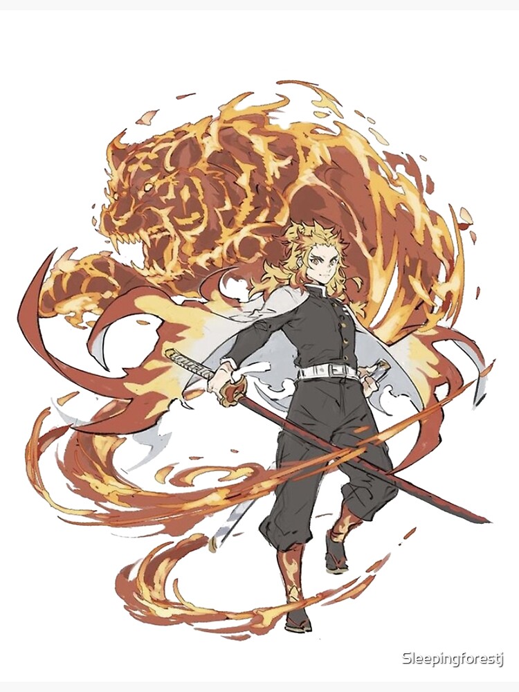 "demon slayer Kyojuro fire sword " Sticker by Sleepingforestj | Redbubble