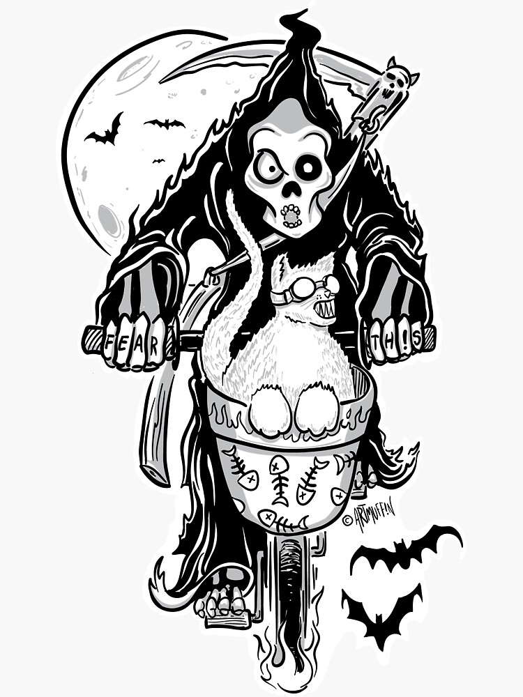 "Kitty Death Rider" Sticker by ARTmuffin | Redbubble