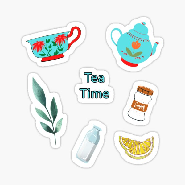 "Tea Time?" Sticker by janraydesigns | Redbubble