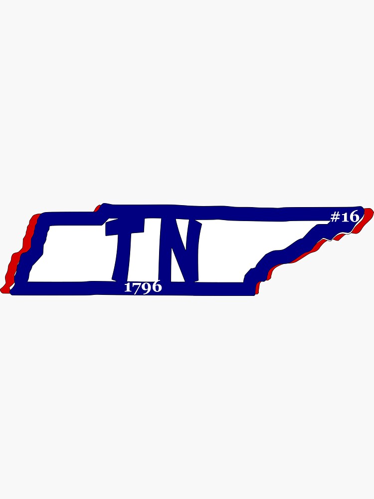 "Tennessee State Shape In Red and Blue White Background" Sticker for ...