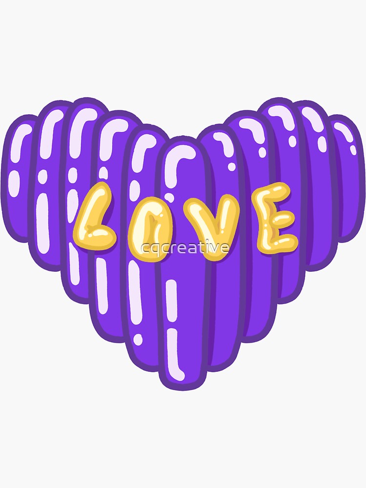 "purple bubble balloon love heart " Sticker for Sale by cqcreative ...
