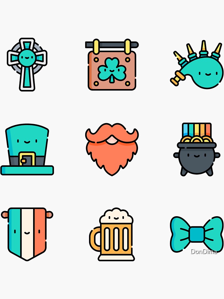 "Cute Minimalistic St Patricks Day Pack" Sticker by DonDima | Redbubble