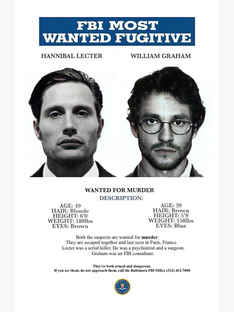 "hannibal fbi most wanted " Sticker by willlgrahams | Redbubble