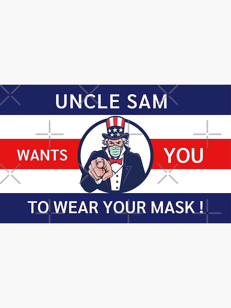 " Uncle Sam COVID mask red and blue" Sticker by yogateacher70 | Redbubble