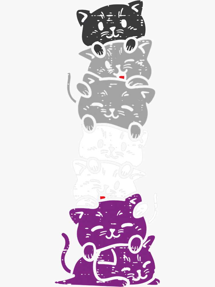 "Cat Stack Asexual Pride Cute Ace Flag Animal Pet Lover" Sticker for ...