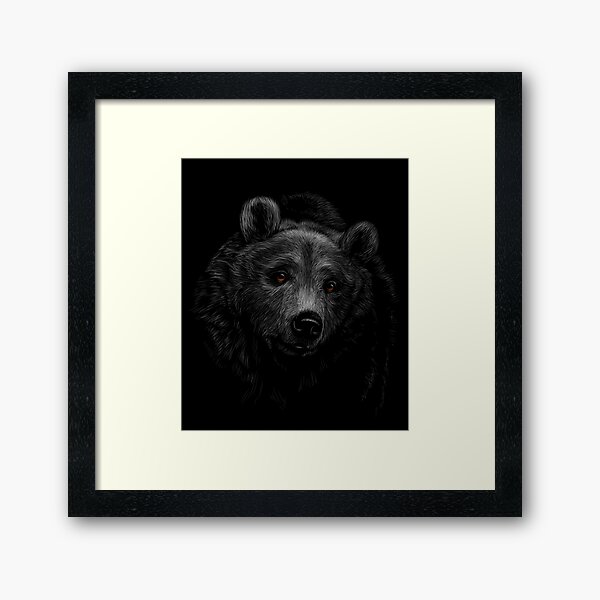 Lámina enmarcada «Cara de cabeza de oso - Retratos de animales ...