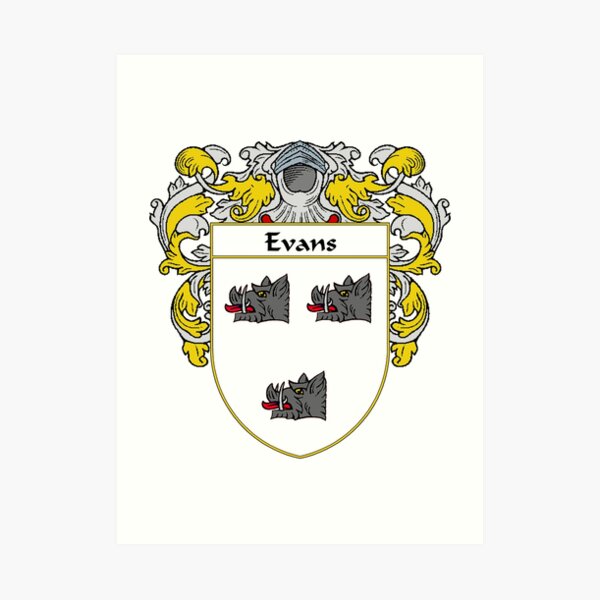 "Evans Coat of Arms/Family Crest (Ireland)" Art Print by IrishArms ...