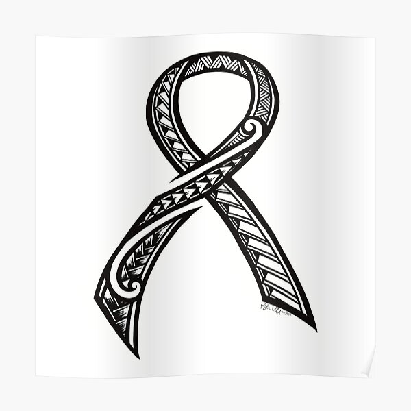 "Polynesian Tribal Cancer Ribbon " Poster for Sale by rudegrlkyrah ...
