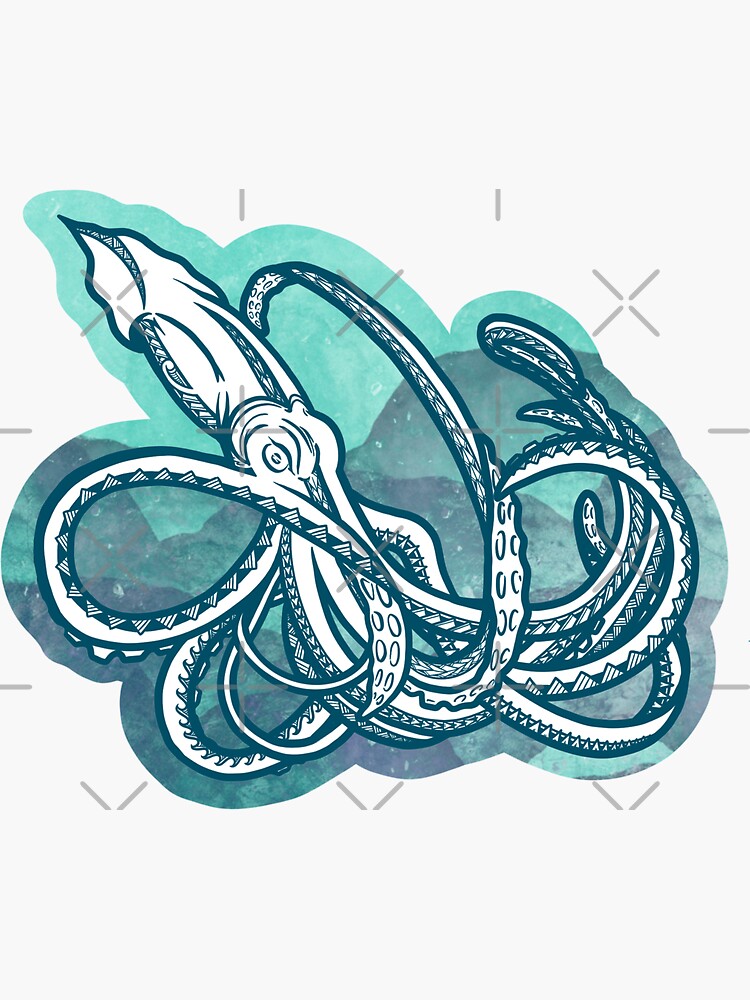 "Polynesian Tribal Squid" Sticker for Sale by rudegrlkyrah | Redbubble