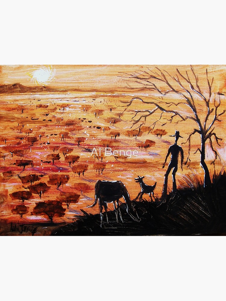 "Aussie outback painting of stockman, horse and dog. " Art Print for ...