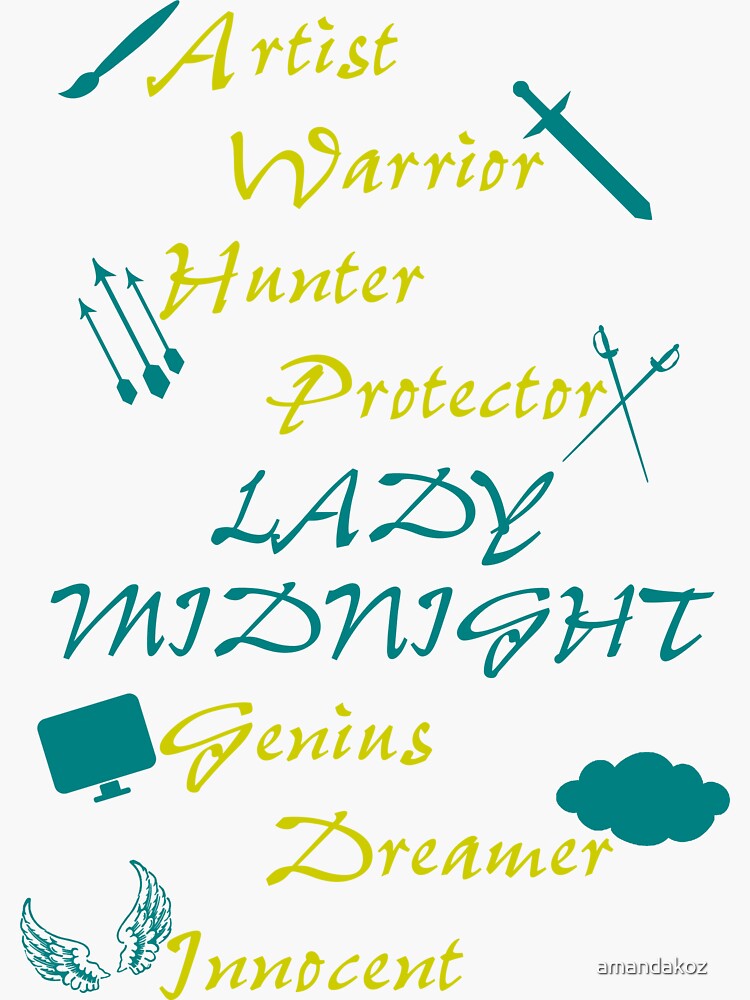 "Lady Midnight Character Nick Names" Sticker by amandakoz | Redbubble