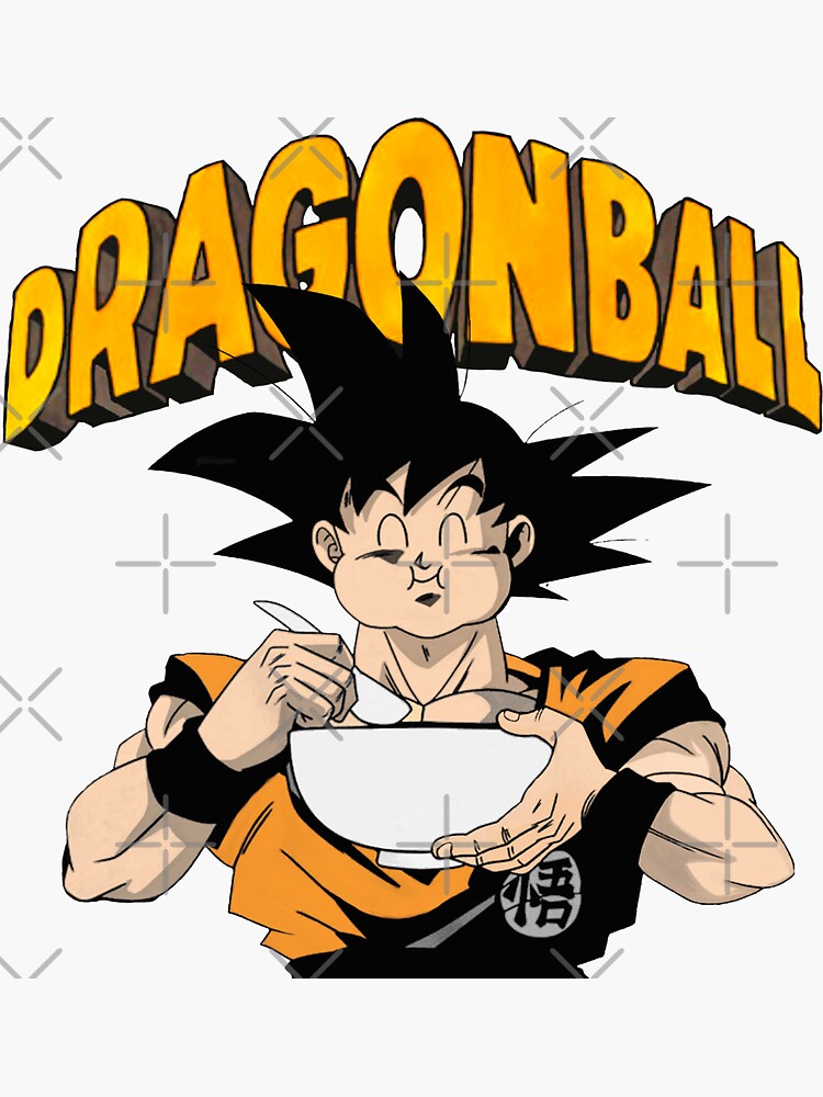 "Dragon Ball Goku Eating Ramen " Sticker for Sale by Wizardofpizza ...