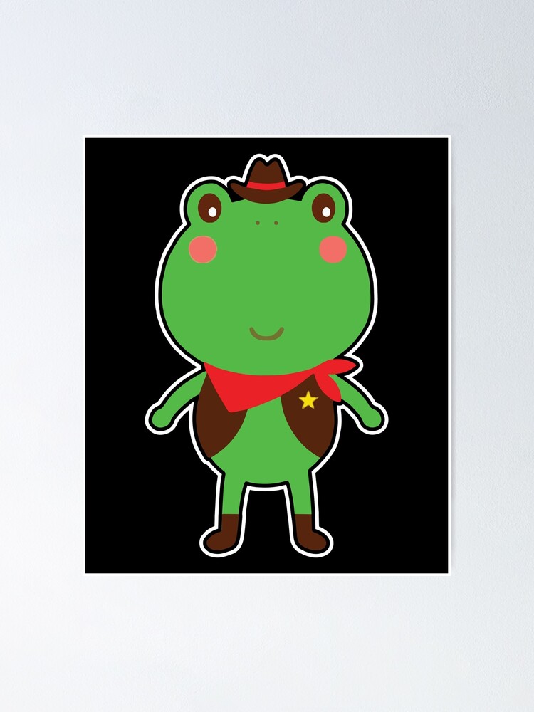 "Cute Frog With Cow Hat Kawaii Cowboys Animals" Poster by Yosefka20 ...